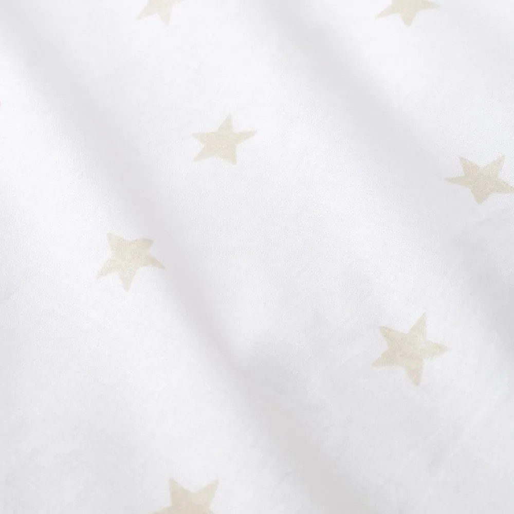 Bílé/béžové napínací bavlněné dětské prostěradlo do postýlky 70x140 cm Mini Star &amp; Stripes – Bianca