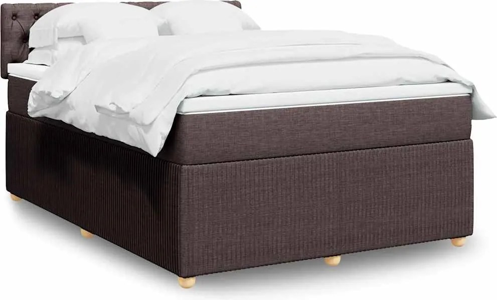 Box spring postel s matrací tmavě hnědá 140x190 cm textil 3289761