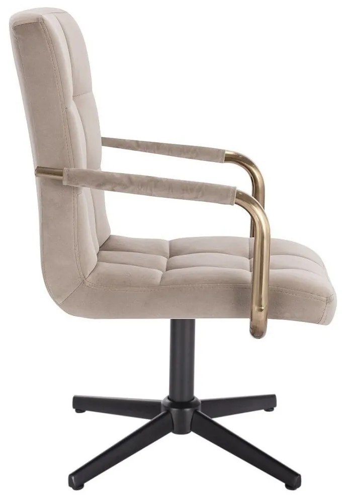 LuxuryForm DESIGN Otočná židle VERONA GOLD VELUR na černém kříži - latte