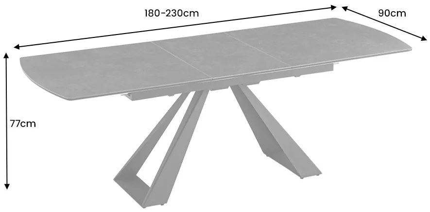 Roztahovací keramický jídelní stůl Kody 180-230 cm grafit