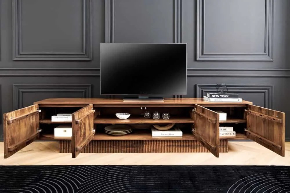 Designový TV stolek Movement 200 cm hnědé mango