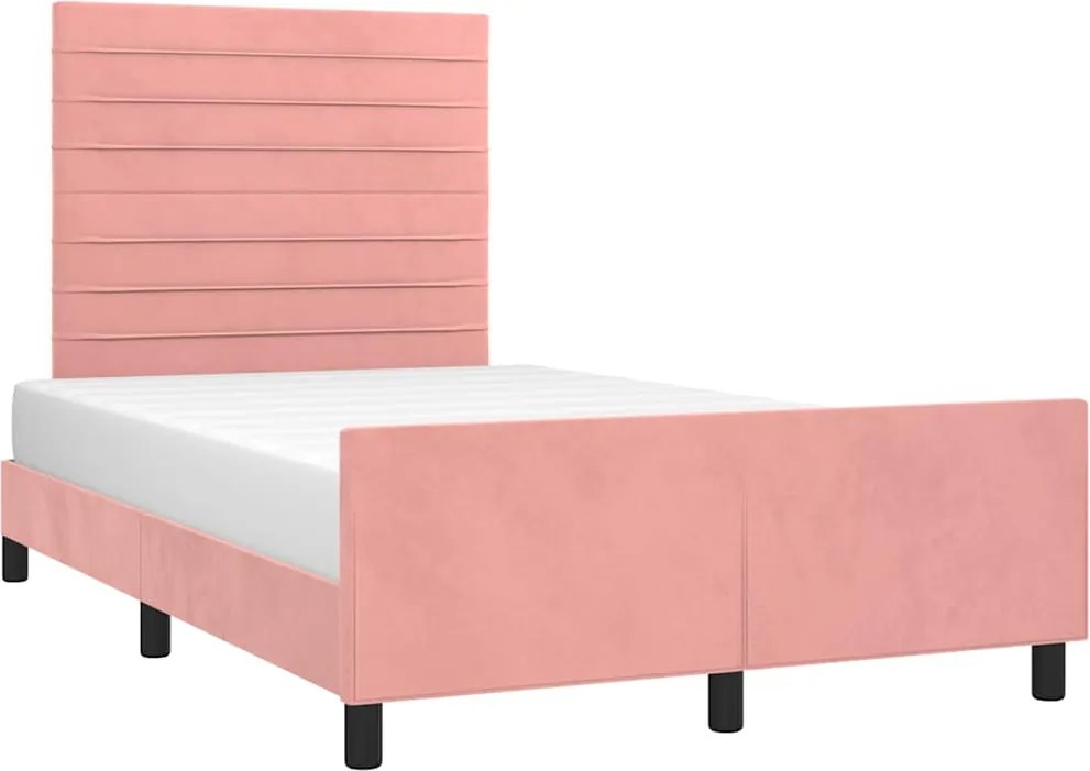Rám postele s čelem růžový 120 x 200 cm samet 3125811
