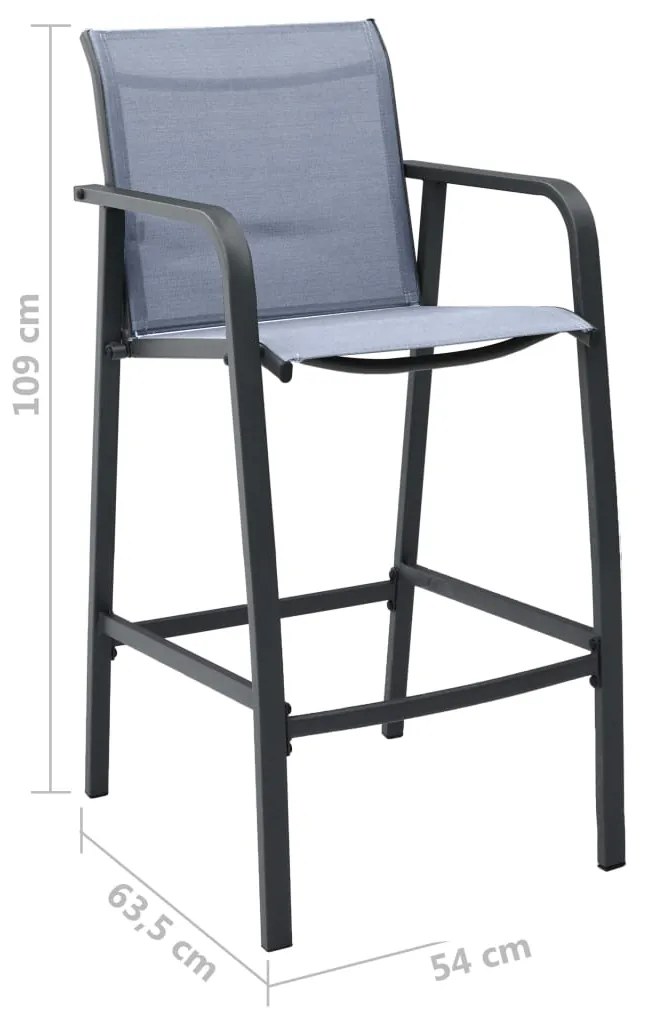 Zahradní barové židle 4 ks šedé textilen - Default Title