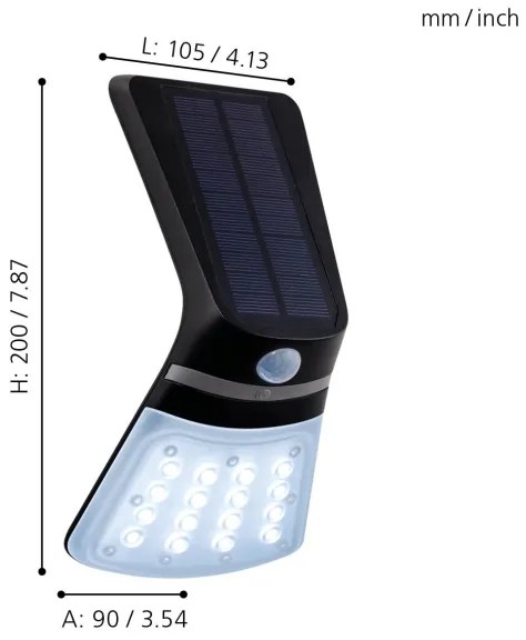 Eglo 98758 - LED Solární svítidlo se senzorem LAMOZZO LED/2W/3,7V 1200 mAh IP44