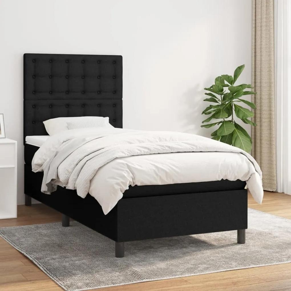 vidaXL Box spring postel s matrací 100 x 200 cm textil [3142078] Barva: Černá