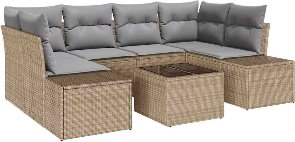 Sada zahradních pohovek 8 ks Beige a šedá polyratan 3355629
