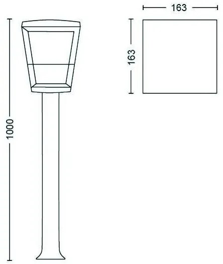 PH 17442/30/P7 Hue LED White and Color Ambiance Venkovní sloupkové svítidlo Philips Econic 17442/30/P7 černé 100cm 2200K-6500K RGB - PHILIPS HUE (915005732701)
