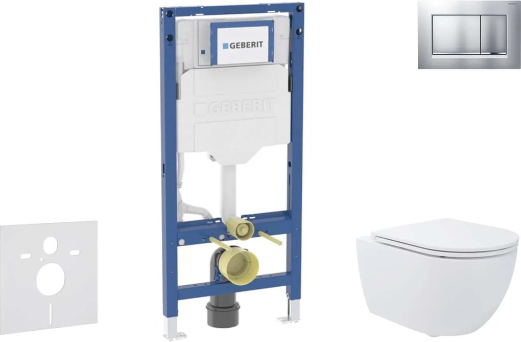 SANITINO - Set předstěnové instalace, klozetu Oudee a Slim sedátka softclose, tlačítko Sigma20, lakovaný chrom mat/chrom SANI11CA1179