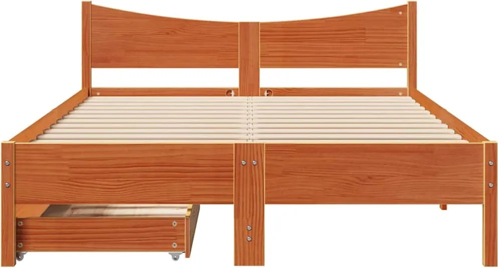Rám postele se zásuvkami voskově hnědý 150x200cm masiv borovice 3301904