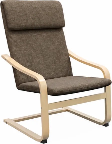 relaxační křeslo, s pohupem, dřevo/kov/látka, 98x65x69 cm, dřevo přírodní/hnědá, Dekorino KR20260136