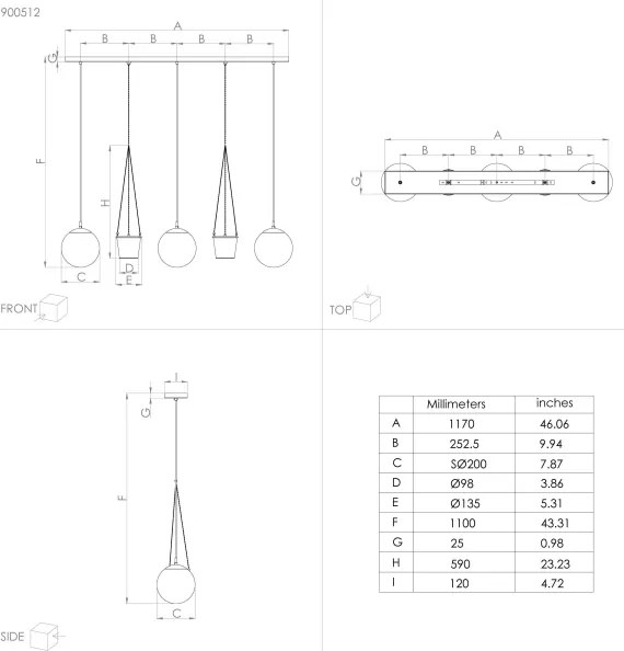 Eglo 900512 - Lustr na lanku RONDO 3xE27/40W/230V