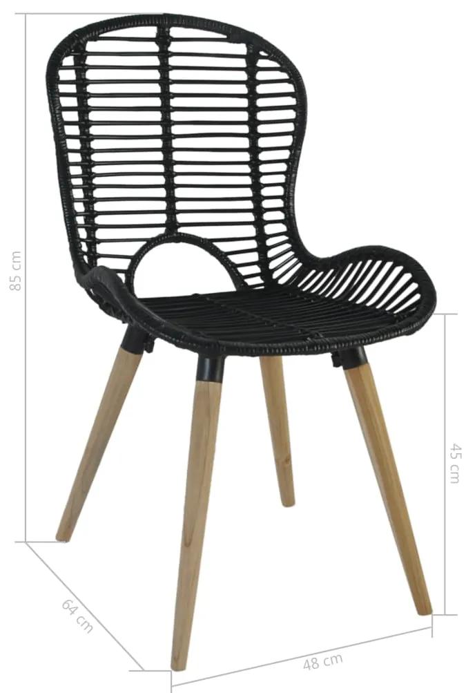 Jídelní židle 6 ks černé přírodní ratan,  275838