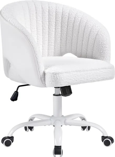 Kancelářská židle Yaheetech – bílá, 56,6 cm (šířka) × 60 cm (hloubka) × 73 cm – 83 cm (výška) (267591732083)