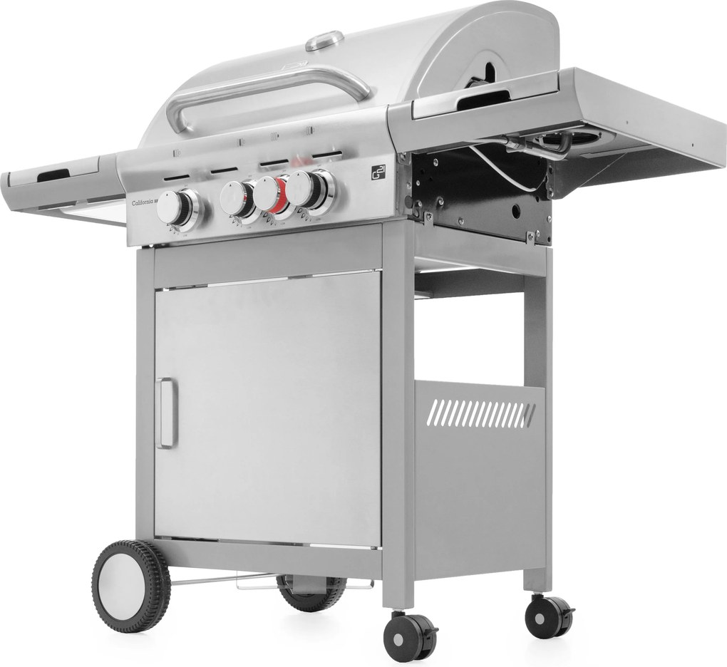 Plynový gril CALIFORNIA BBQ, 4 hořáky, s redukčním ventilem, stříbrná Penta CZ