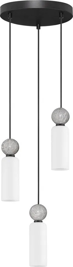 Matně černé kamenné závěsné svítidlo se skleněným stínidlem ø 25 cm Filomena – Nova Luce