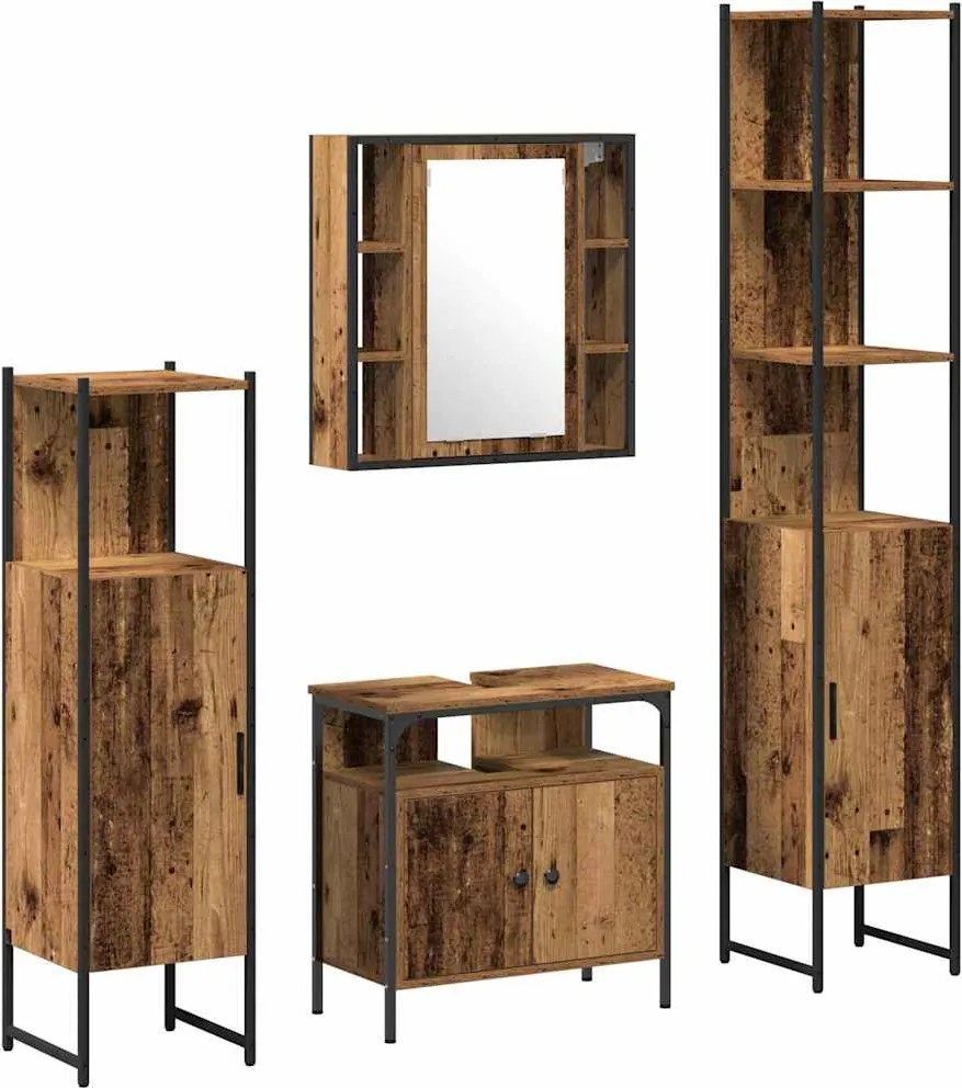 Sada koupelnového nábytku 4 ks Staré dřevo 33 x 33 x 185,5 cm 3332593
