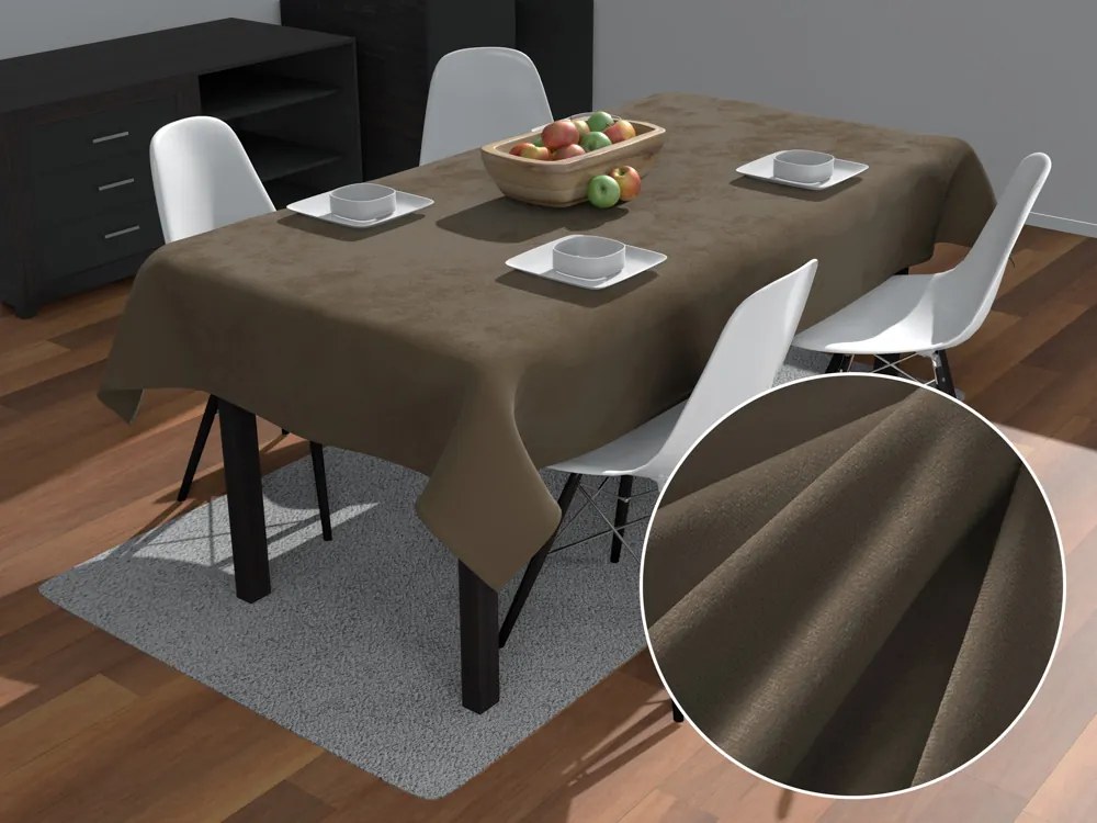 Biante Sametový obdélníkový ubrus SV-031 Hnědá khaki 140x160 cm