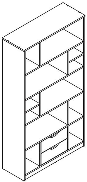 Regál/knihovna Sten 1, dub burgund/grafitově šedý