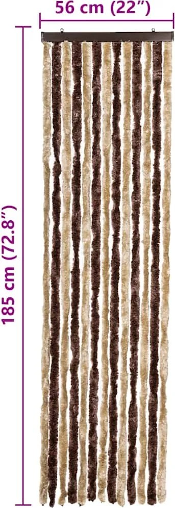 Závěs proti hmyzu béžový a světle hnědý 56 x 185 cm Chenille 284272