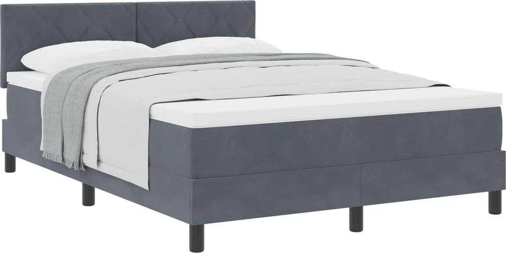 Postel s boxspringem s čelo Tmavě šedá 140 x 190 cm samet 3339237