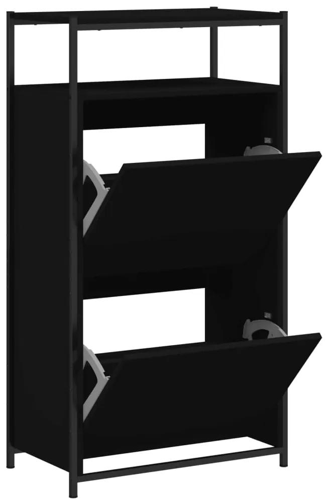 vidaXL Botník černý 60 x 34 x 112 cm kompozitní dřevo