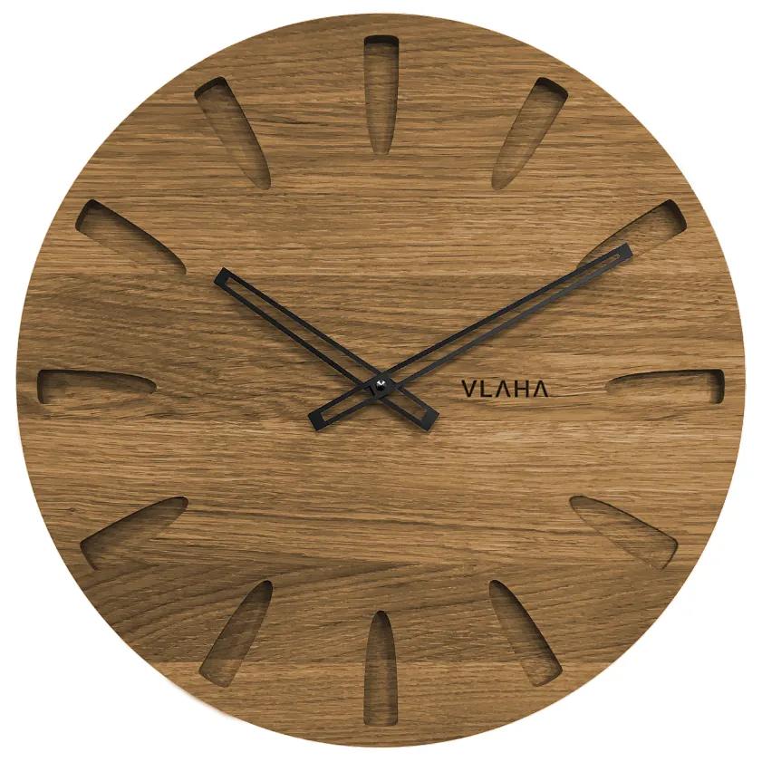 VLAHA Velké dubové hodiny GRAND vyrobené v Čechách s černými ručkami ⌀45cm VCT1022