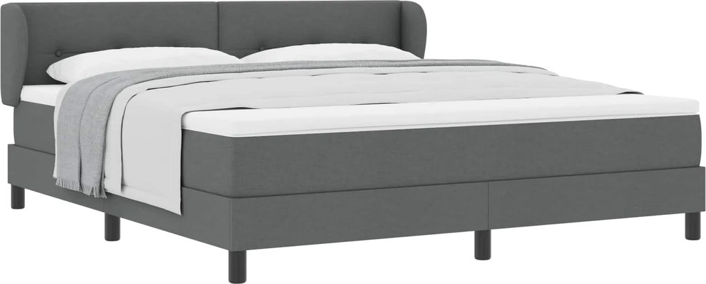 Postel s boxspringem s čelo Tmavě šedá 180 x 200 cm textil 3340039
