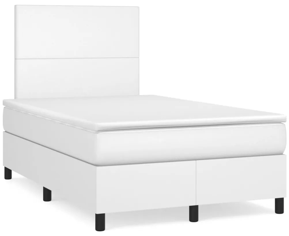 Box spring postel s matrací a LED bílá 120 x 190 cm umělá kůže