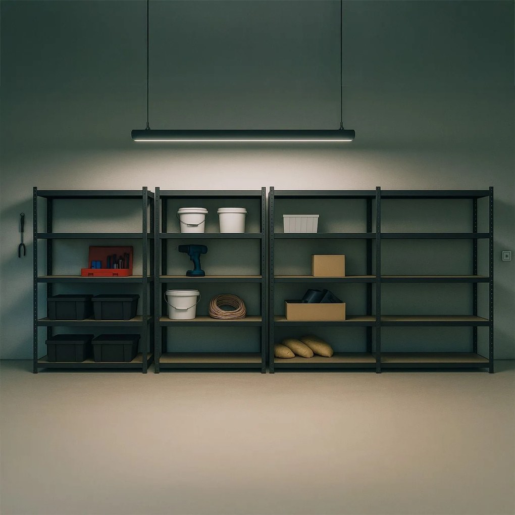 Juskys Sada kovových regálů Basic 180 × 90 × 40 cm Barva: šedá, Velikost sady: 8 ks