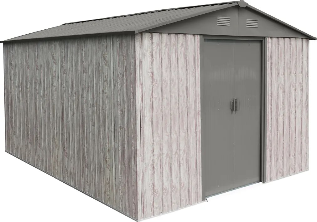 Zahradní domek BestBerg ZDB-9SD / 9 m² / 279 x 324 x 211 cm / dekor bílé dřevo/šedá