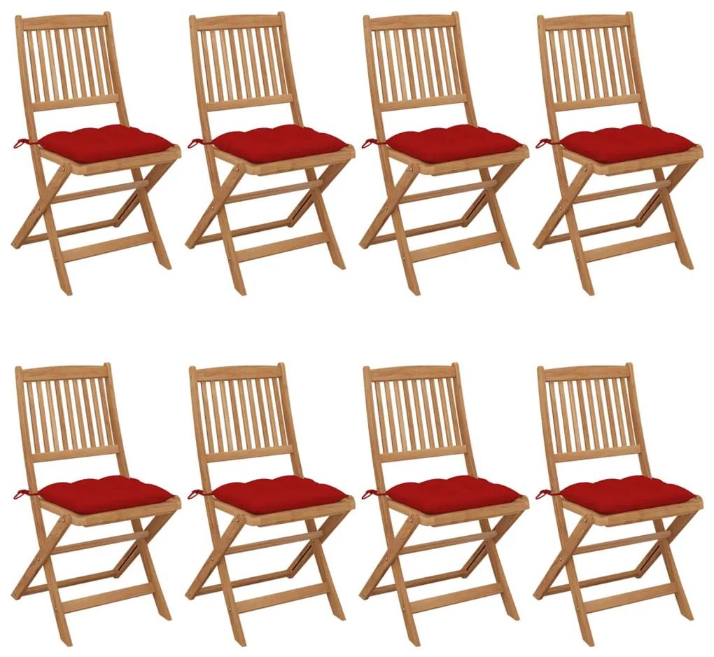 Skládací zahradní židle s poduškami 8 ks masivní akácie,  3075042