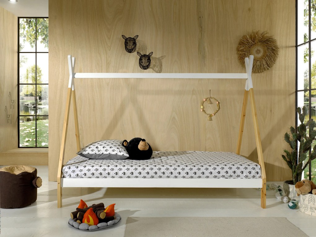 XXXLutz DĚTSKÁ POSTEL SE STŘÍŠKOU, 90/200 cm bílá, barvy borovice MID.YOU - Dětské postele - 001315004102