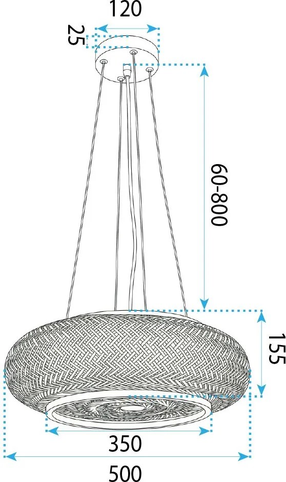 Toolight Toolight, závěsné stropní svítidlo 50cm, 3xE27, APP1909-3CP, přírodní hnědá-černá, OSW-66057