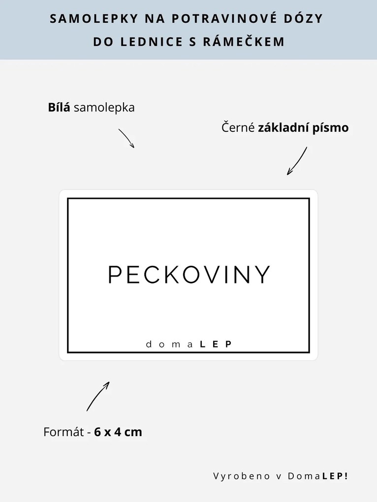 PECKOVINY - Samolepka s rámečkem na dózy do lednice, 6 x 4 cm