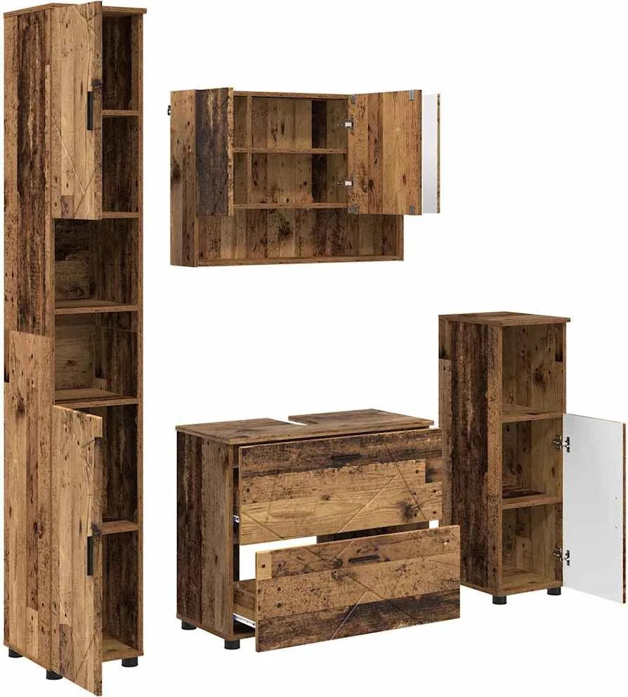 Sada koupelnového nábytku 4 ks Staré dřevo 35 x 30 x 192 cm 3393051