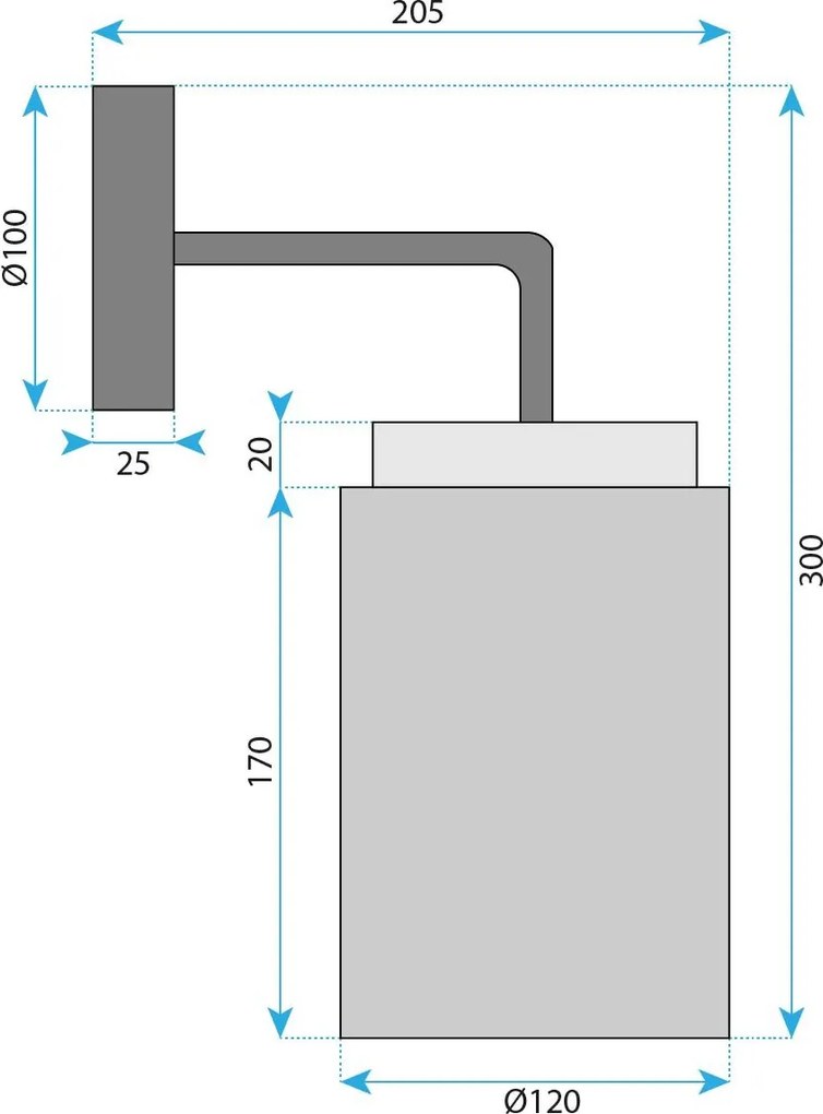 Toolight Toolight, nástěnné svítidlo 1xE27, APP1814-1W, černá-kouřové sklo, OSW-00664