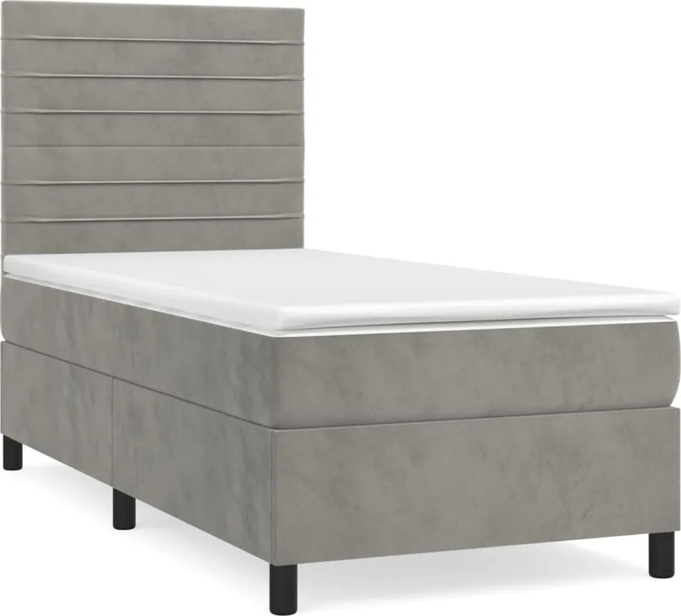 Box spring postel s matrací světle šedá 90x200 cm samet 3143061
