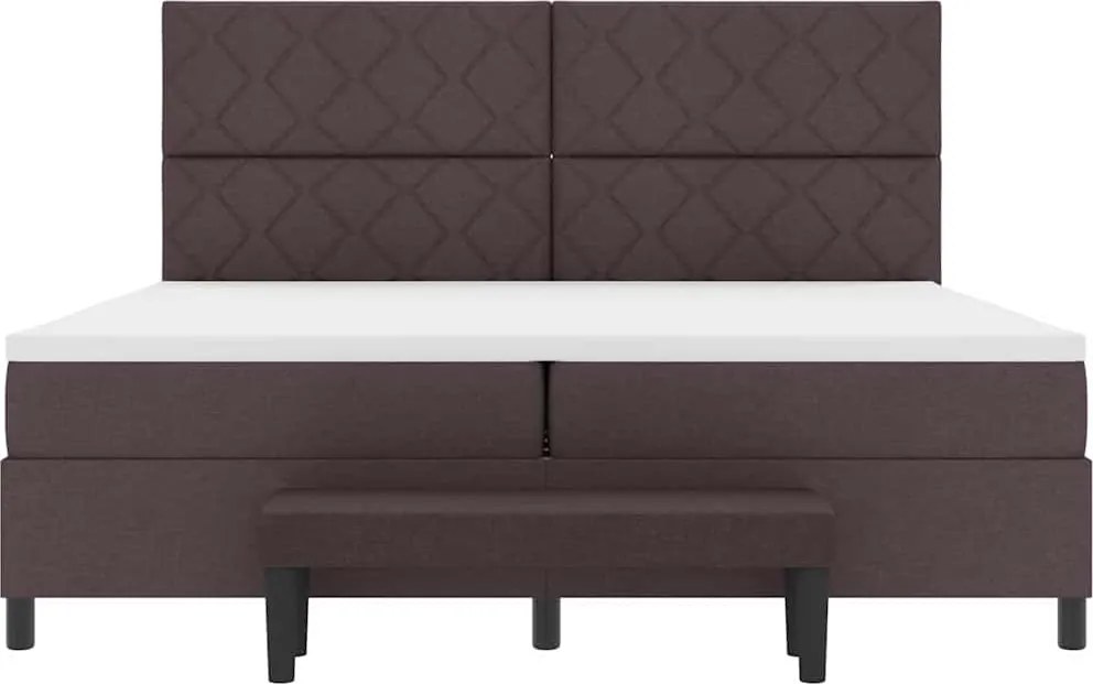 Postel s boxspringem s čelo Tmavě hnědá 200 x 200 cm textil 3344173