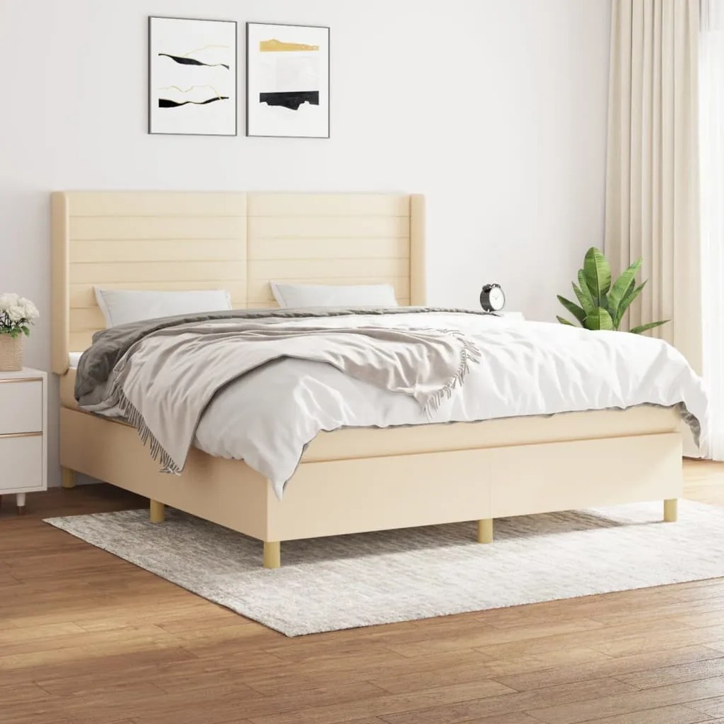 Box spring postel s matrací krémová 160x200 cm textil 3132086