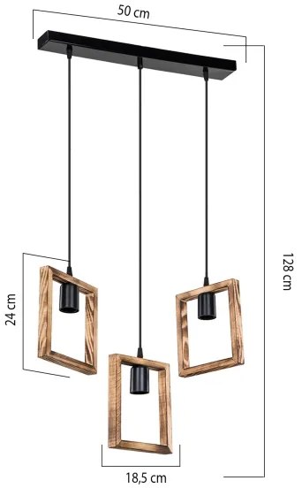 Zuma Line ASZ.1679 - Lustr na lanku ATRIA 3xE27/20W/230V borovice/černá