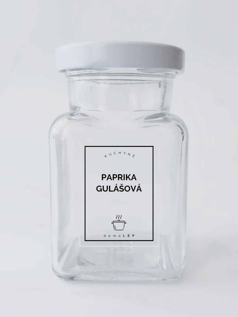 Samolepka na kořenky PAPRIKA GULÁŠOVÁ průhledná 3 × 4 cm tučné písmo