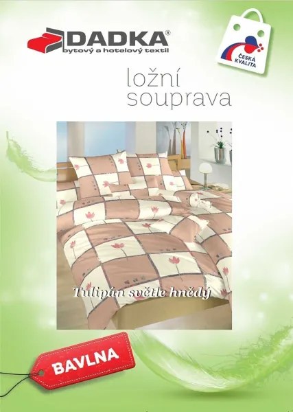 Dadka Povlečení bavlna Tulipán světle hnědý 140x200, 70x90 cm