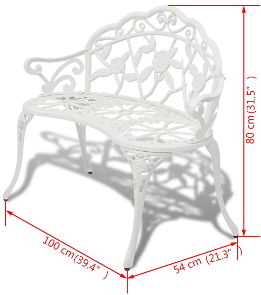 vidaXL Marketos Zahradní lavice 100 cm litý hliník bílá
