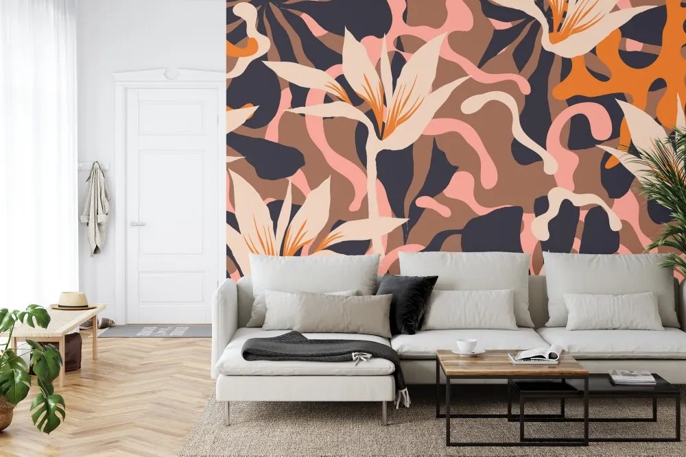 Fototapeta Abstract Jungle Plants Pattern. Creative Collage Contemporary Floral Seamless Pattern. Fashionable Template For Design. Hladký vinyl 368x254