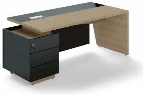 Kancelářský psací stůl TRIVEX s kontejnerem- 200x90 cm - dub pískový/černá - levý - 3D5289