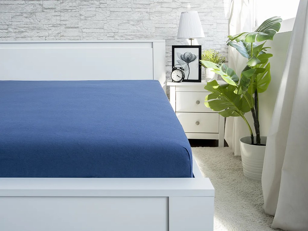 XPOSE® Jersey prostěradlo Exclusive - tmavě modré 180x200 cm