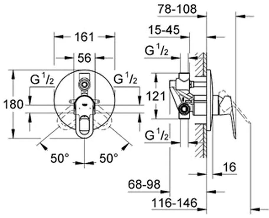 Grohe Bau Loop - Vanová baterie pod omítku, komplet, chrom 29081000