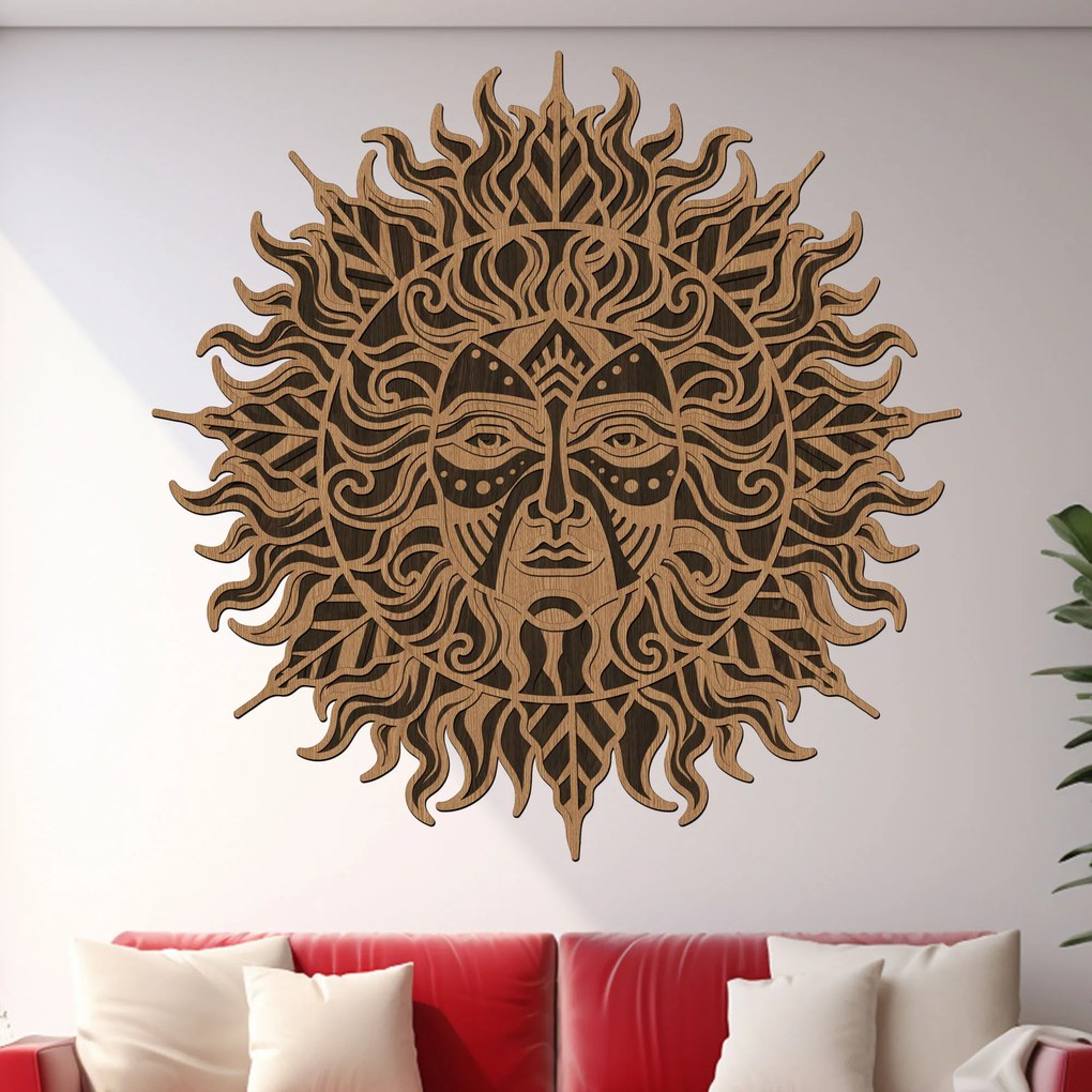 dřevo života 4 dílný dřevěný obraz Sun of Univers Zvolte rozměr (cm): 60x60, Zvolte barvu dekoru: Dub sonoma-Bílá