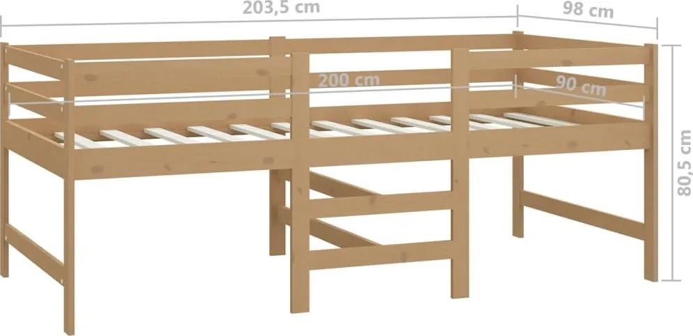 vidaXL Středně vysoká postel s matrací 90x200 cm masivní borovice [3083715] Barva: Černá