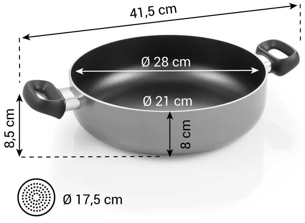 Pánev hluboká BRAVA ø 28 cm, 2 úchyty